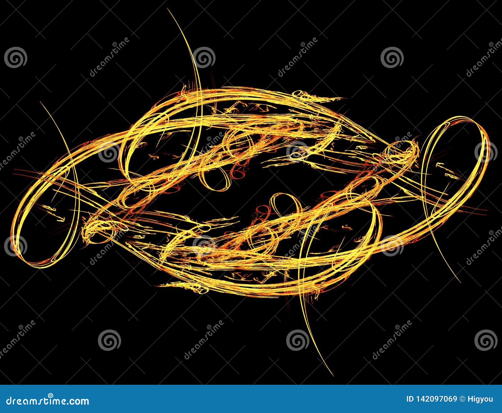 Fiery Line Twin Loops Reflection Stock Illustration - Illustration of ...