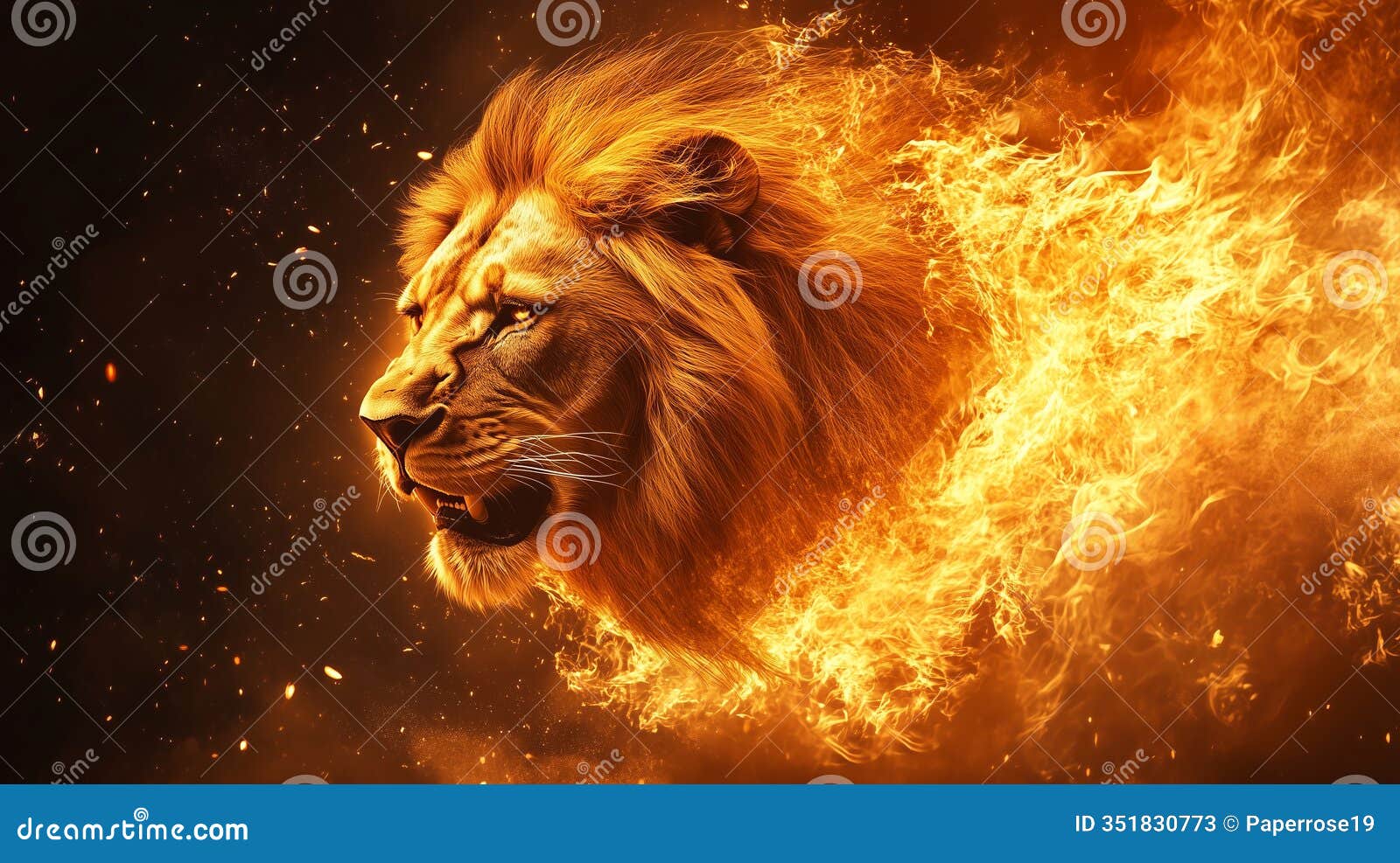 Fiery Lion: a Majestic Creature in Flames Stock Image - Image of mammal ...