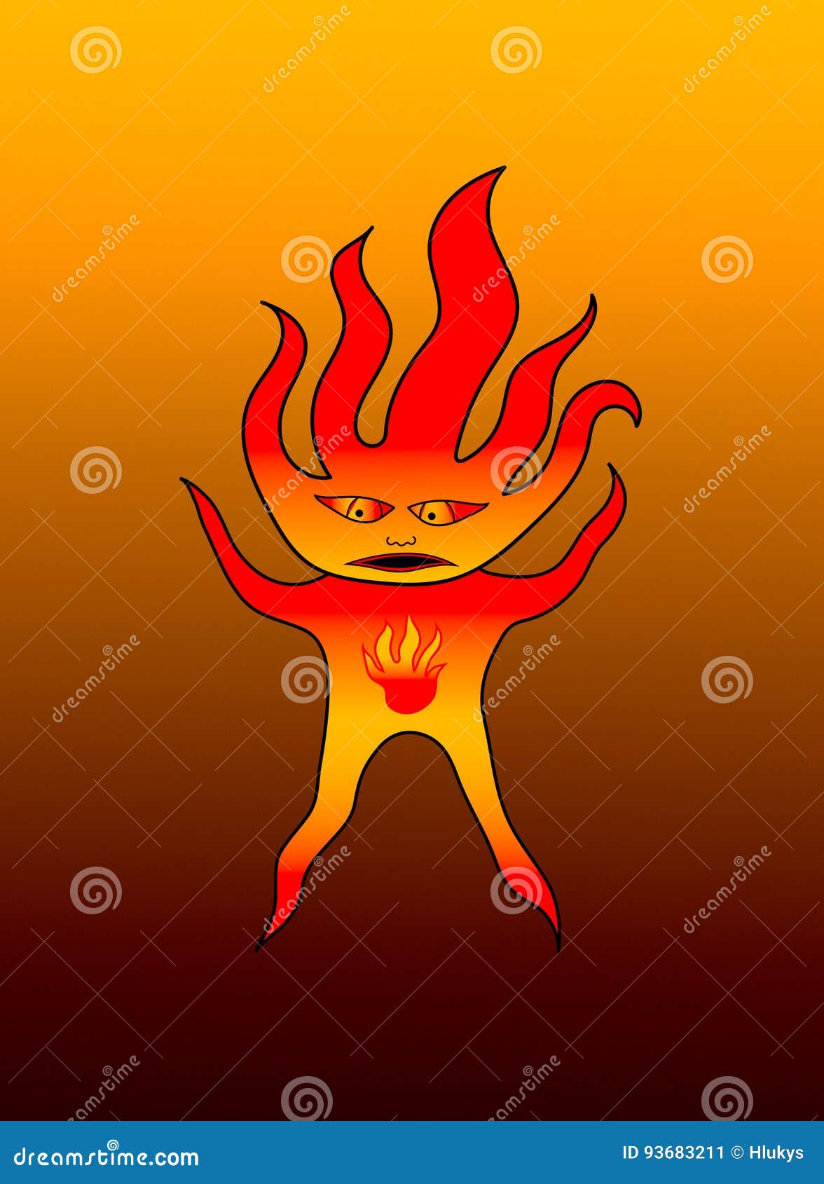 Fiery little man stock illustration. Illustration of fairy - 93683211