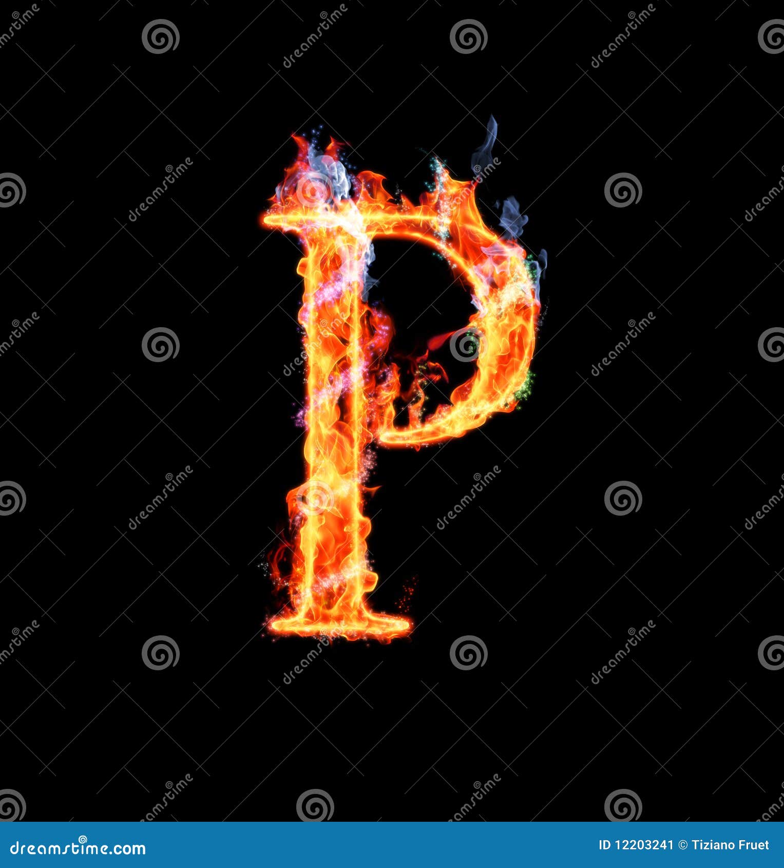 Fiery magic font - P stock illustration. Illustration of igniting ...