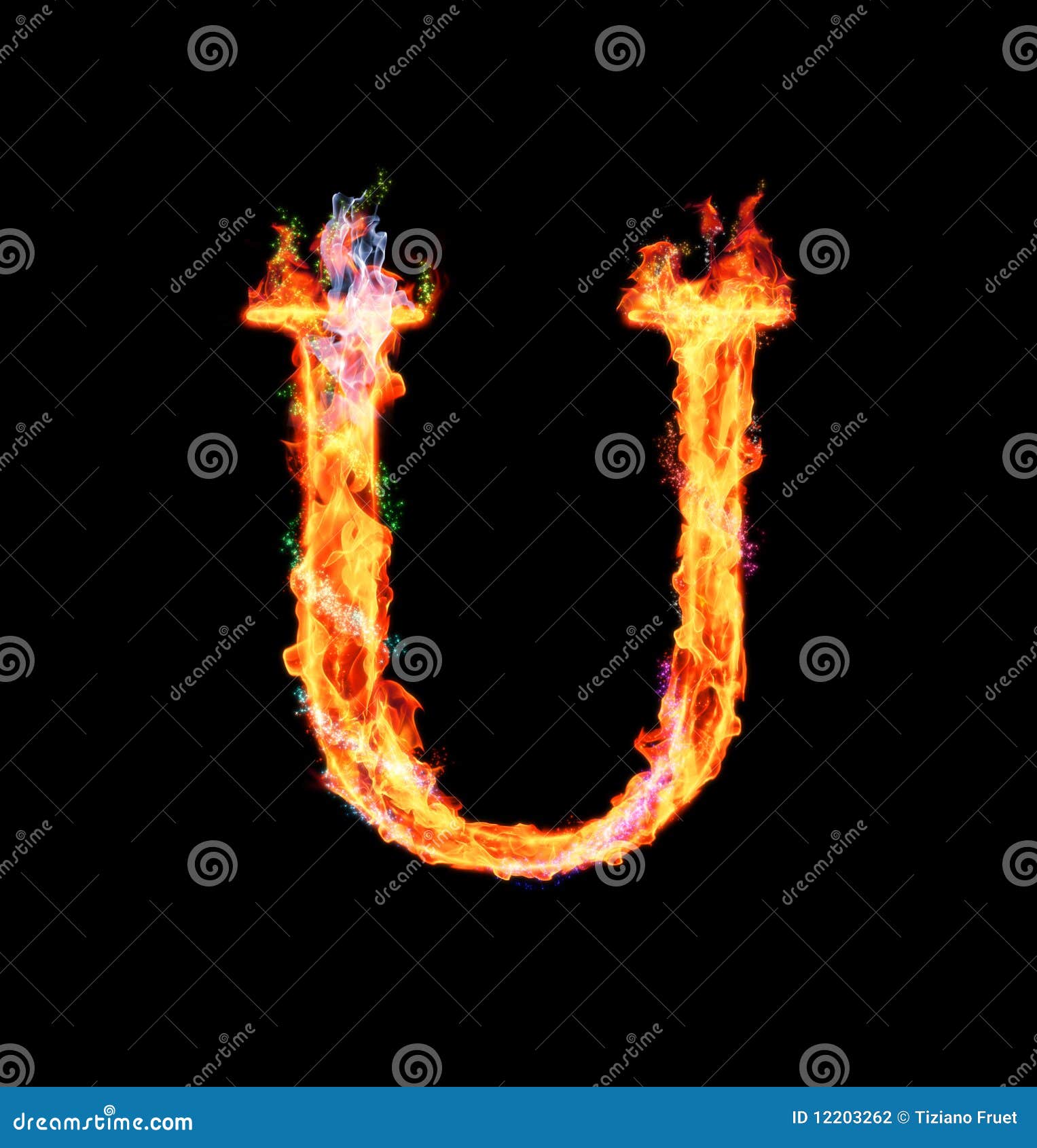 Fiery magic font - U stock illustration. Illustration of heat - 12203262