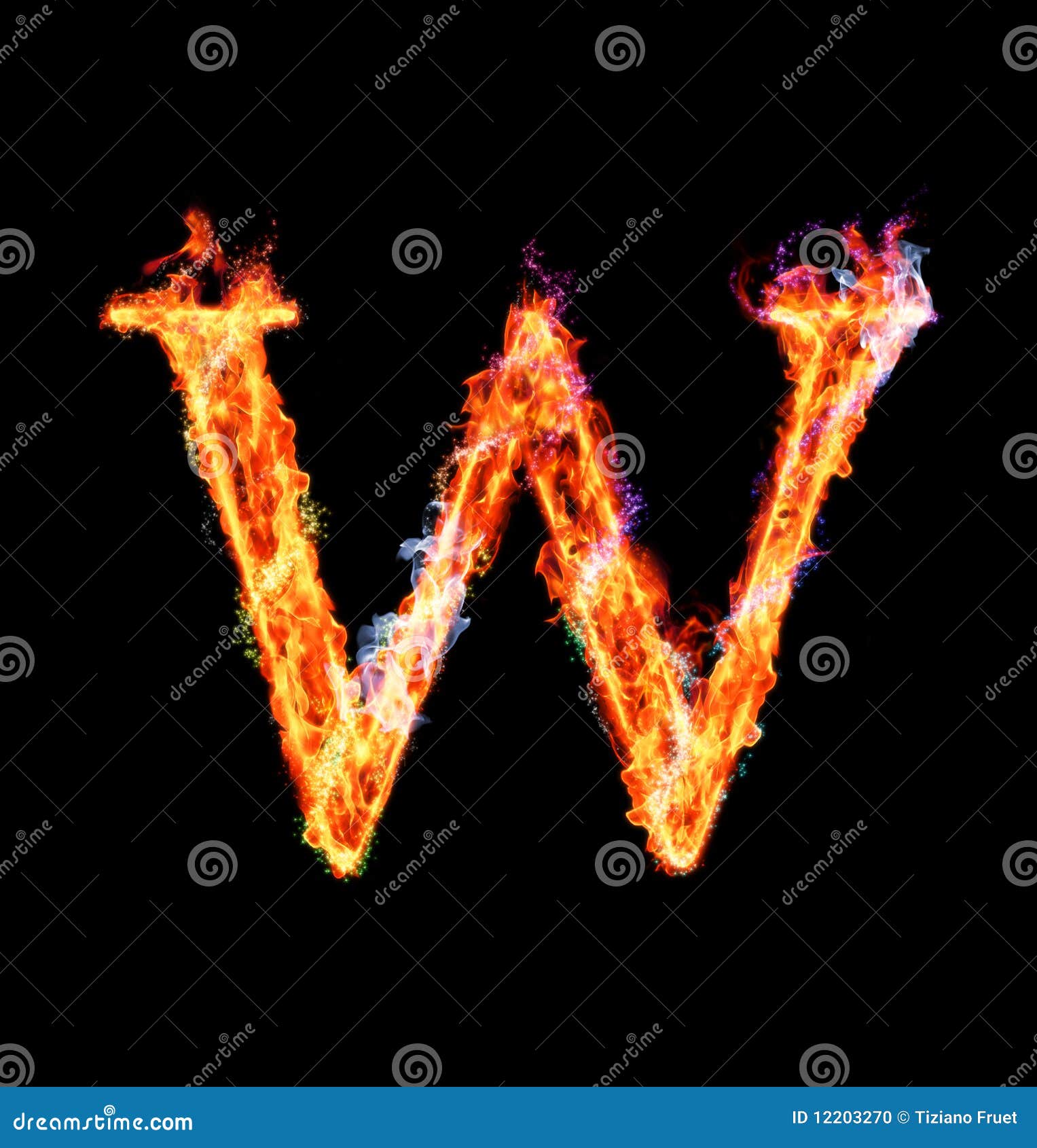 Fiery magic font - W stock illustration. Illustration of shiny - 12203270
