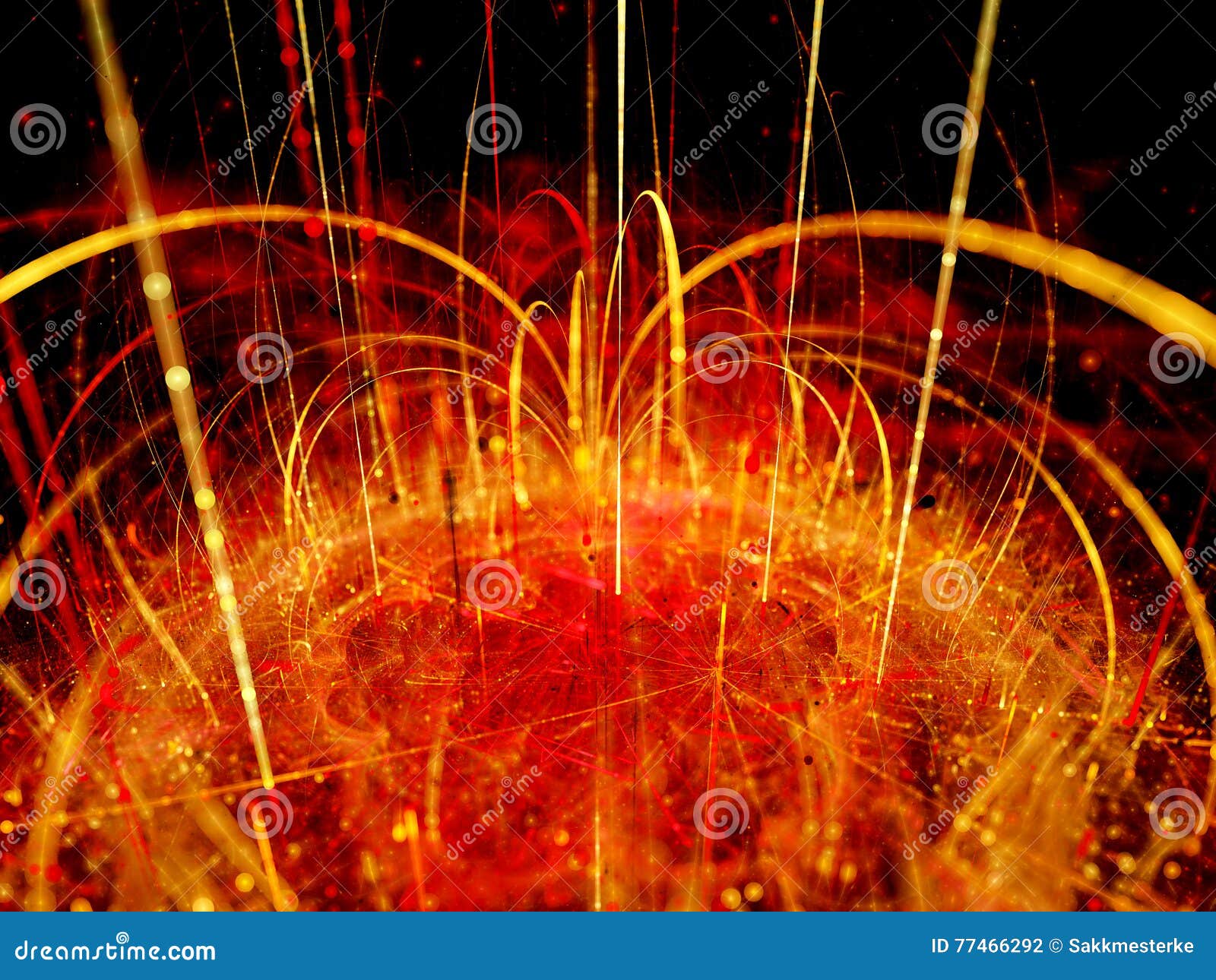 Fiery Magnetic Force Field with Magnetization Lines Stock Illustration ...