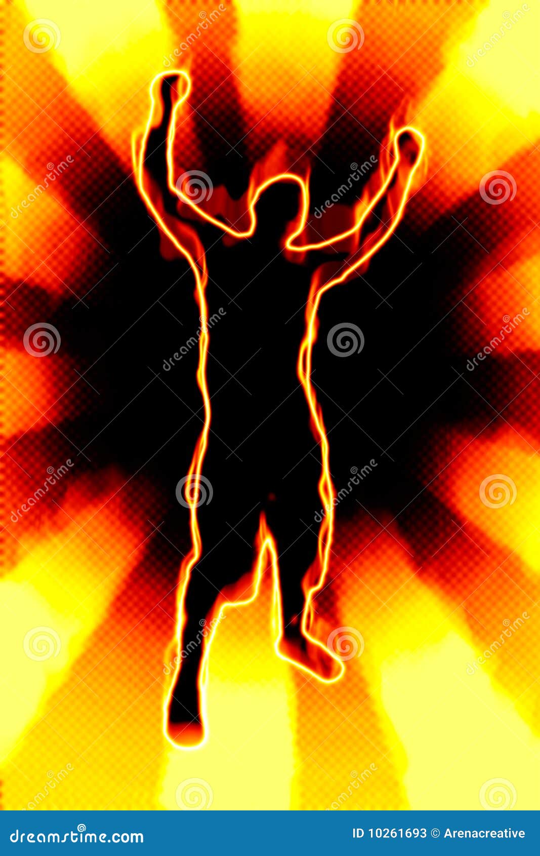 Fiery Man Silhouette stock illustration. Illustration of celebration ...