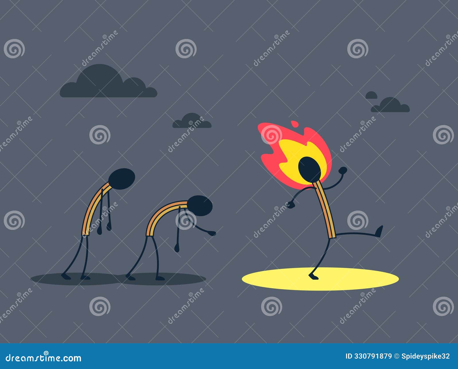 A Fiery Match Stick is Walking with Passion Stock Illustration ...