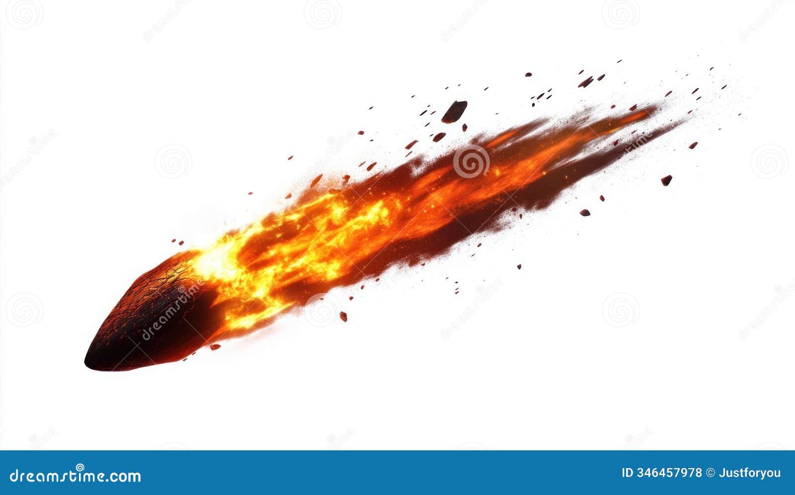 Fiery Meteor Flying through Space Isolated on White Stock Illustration ...