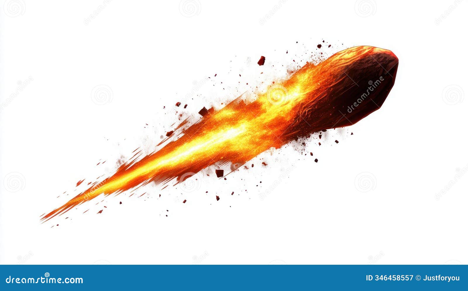 Fiery Meteor Flying through Space Isolated on White Stock Illustration ...