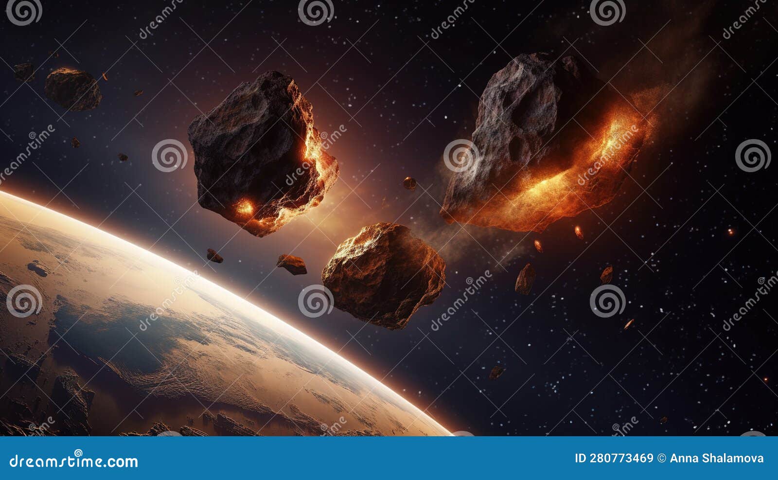 A Fiery Meteor Streaks Across The Sky, Leaving A Trail Of Destruction ...