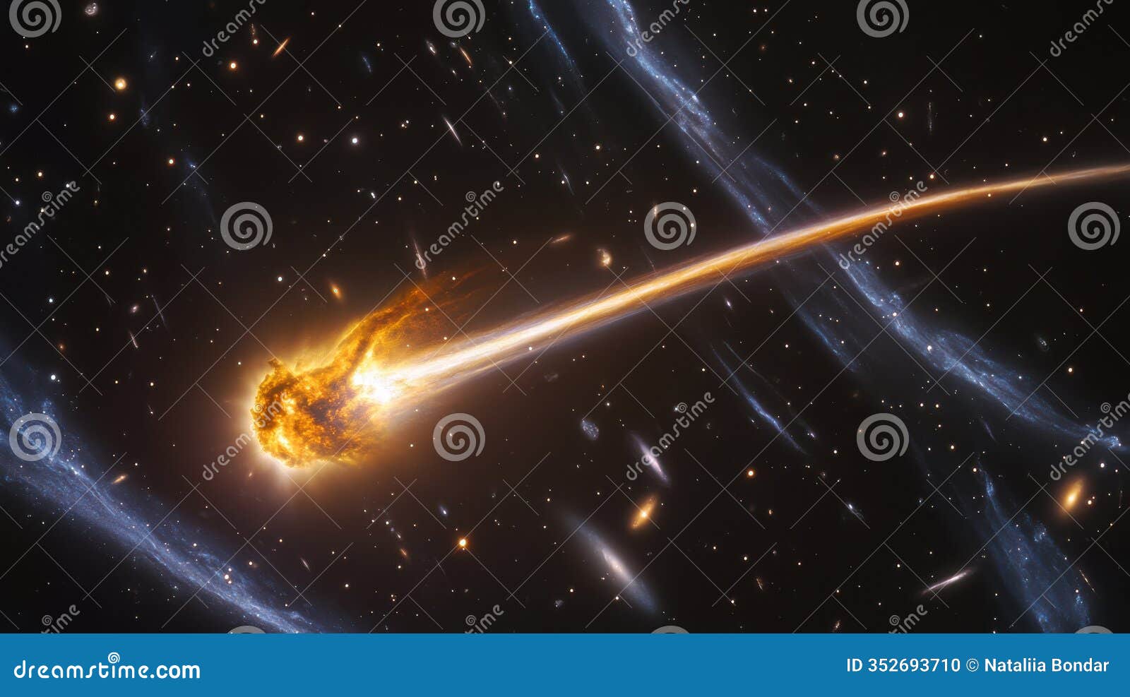 Fiery Meteor Shooting through the Starry Night Sky with Galactic ...