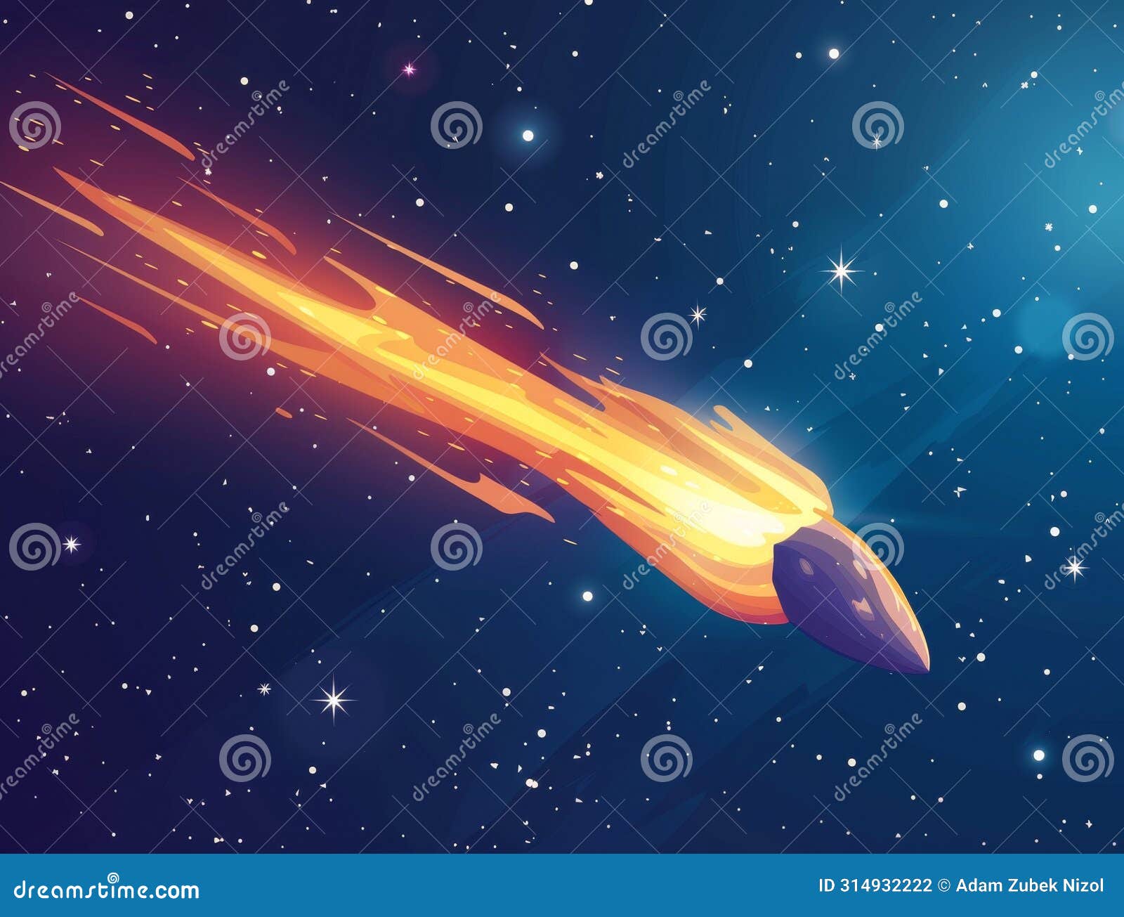 A Fiery Meteor Streaks Across The Sky, Leaving A Trail Of Destruction ...