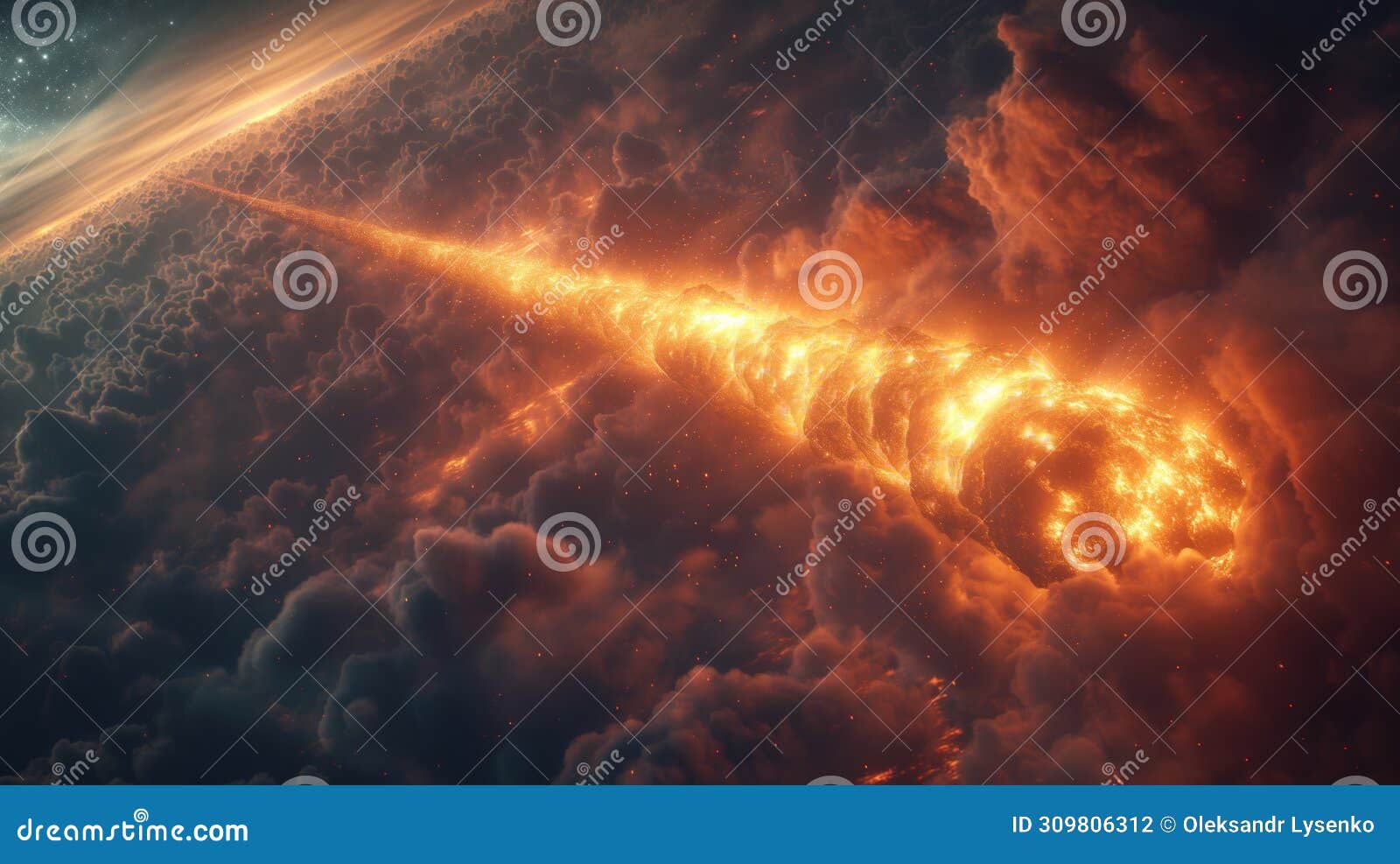 Fiery Meteorite Flying To Earth Stock Illustration - Illustration of ...
