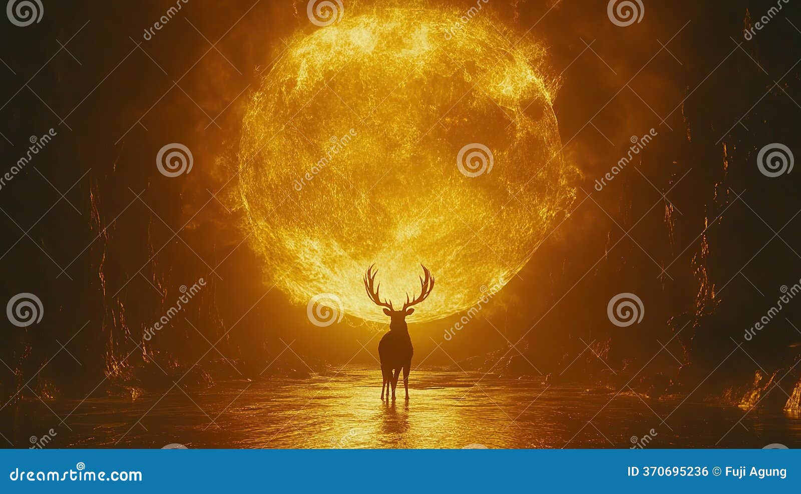 Fiery Red Moon Over Ocean - Dramatic Night Scene Stock Image ...