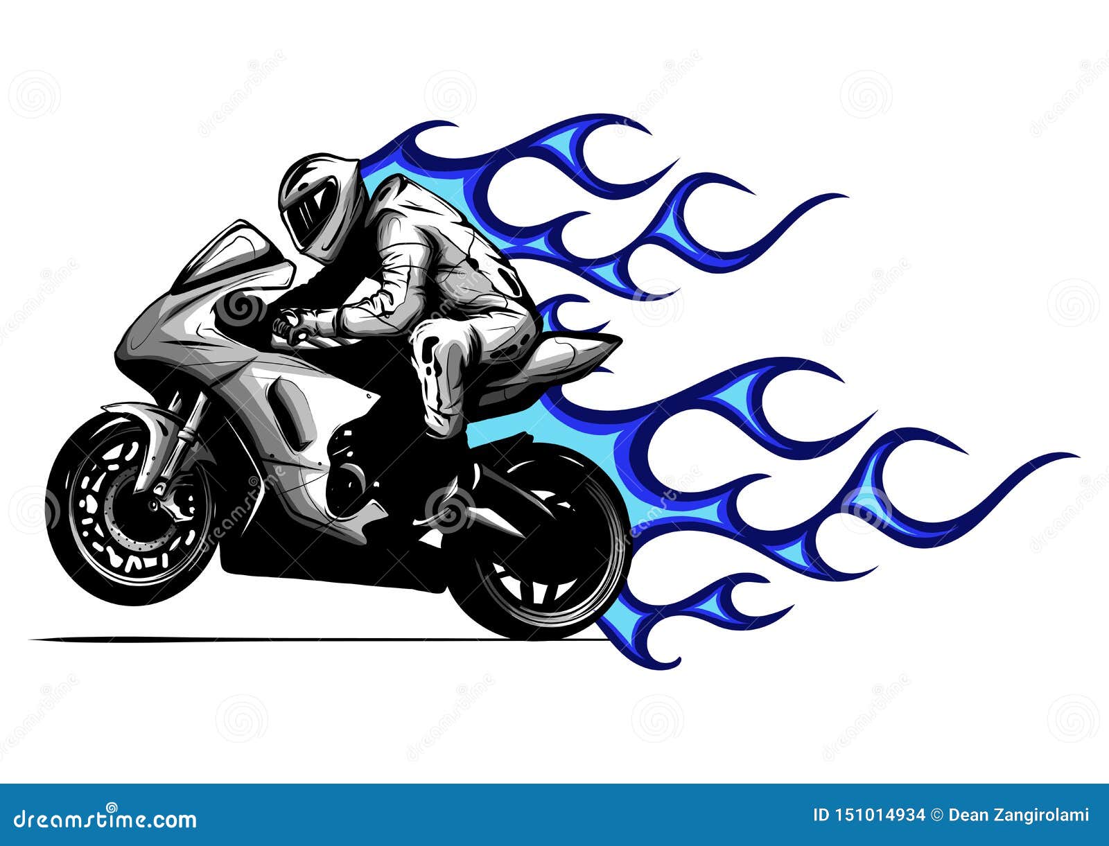 Motorcycle with Fire and Flames Vector Illustration Stock Vector ...