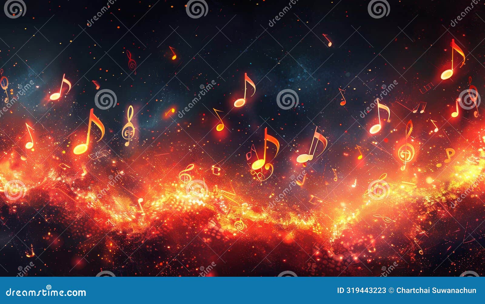 A Fiery, Musical Scene with Notes and Flames by AI Generated Image ...