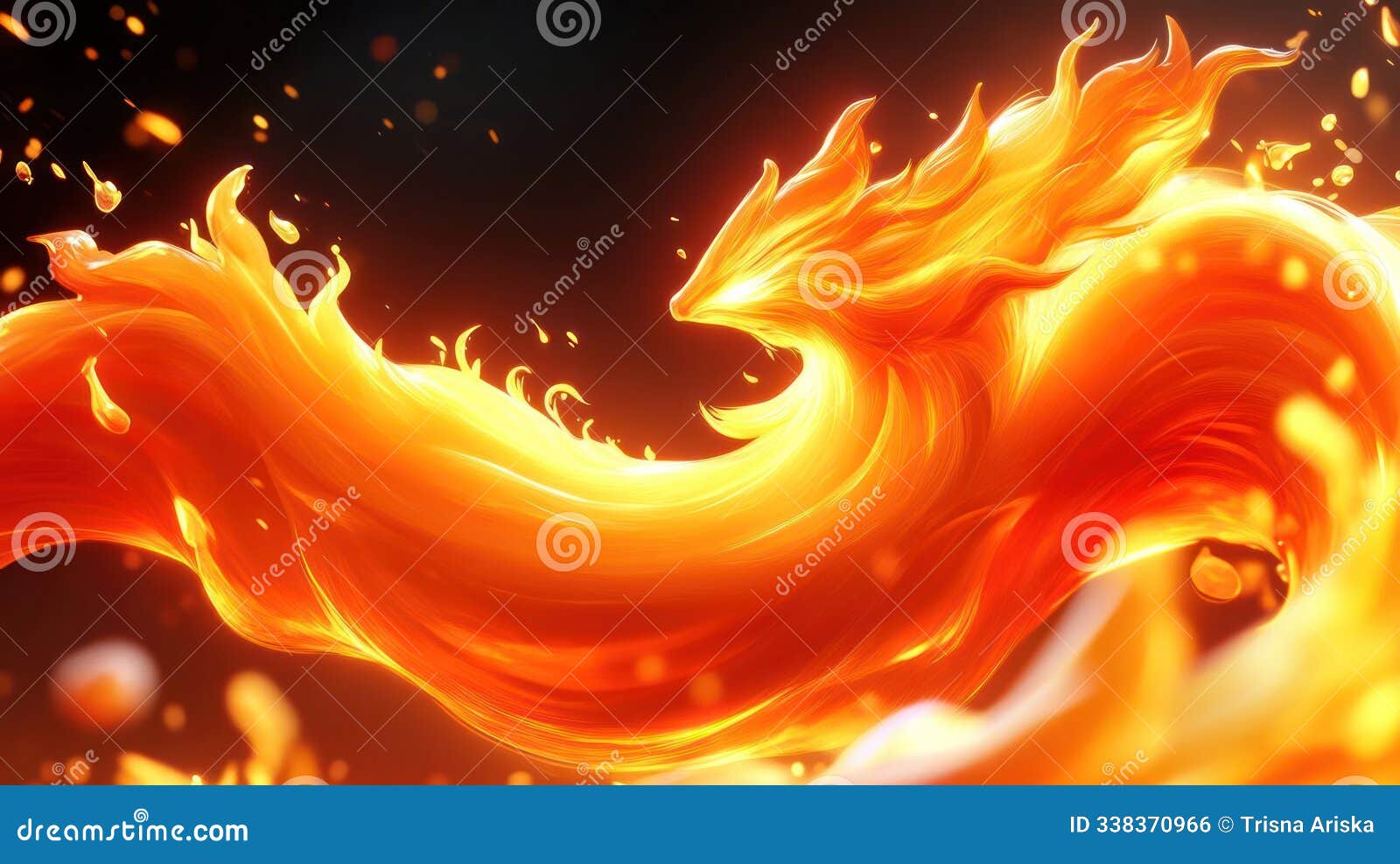 A Fiery, Mythical Creature with Flowing Flames, Symbolizing Power and ...