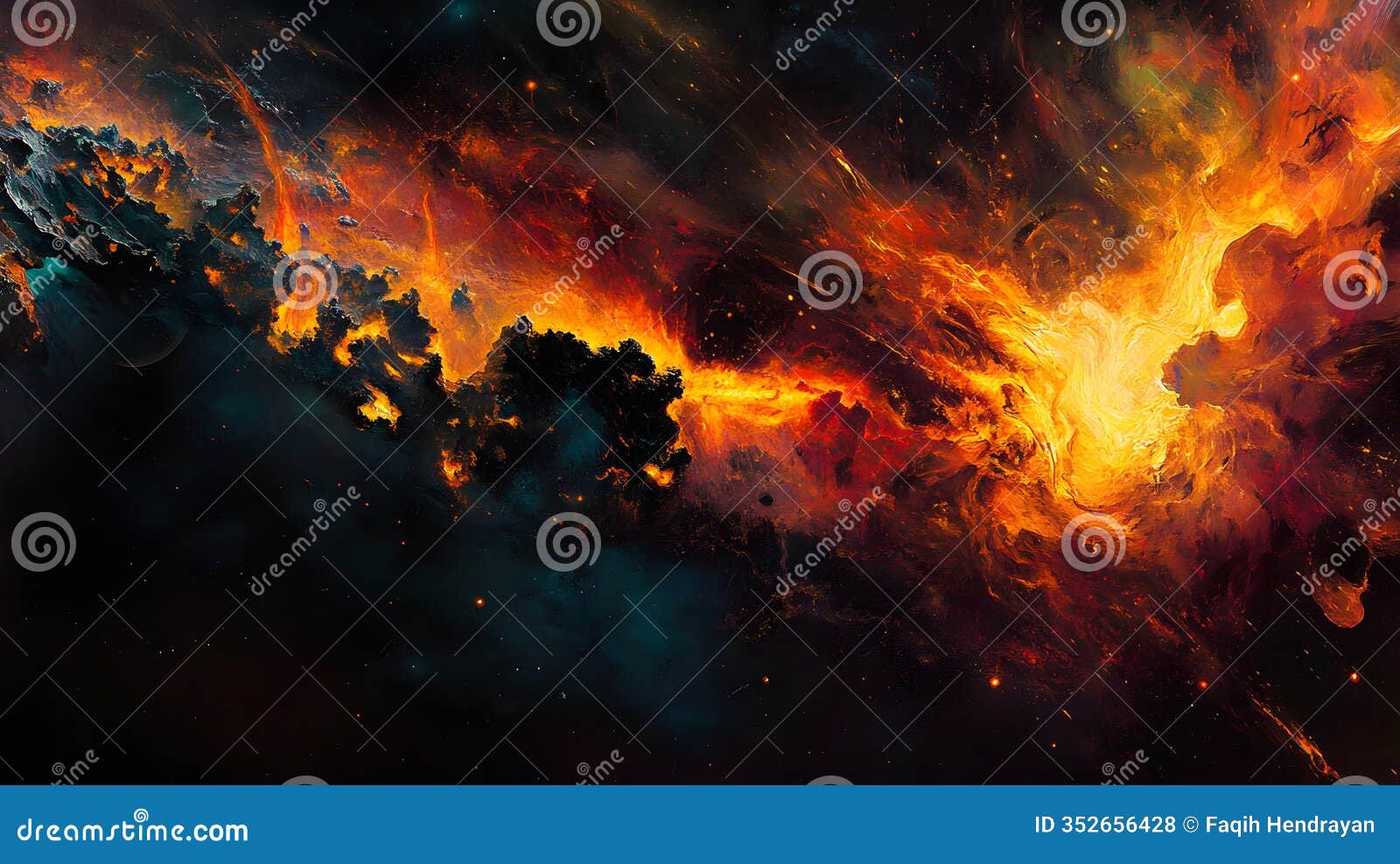 Fiery Nebula Space Background Royalty-Free Stock Image | CartoonDealer ...