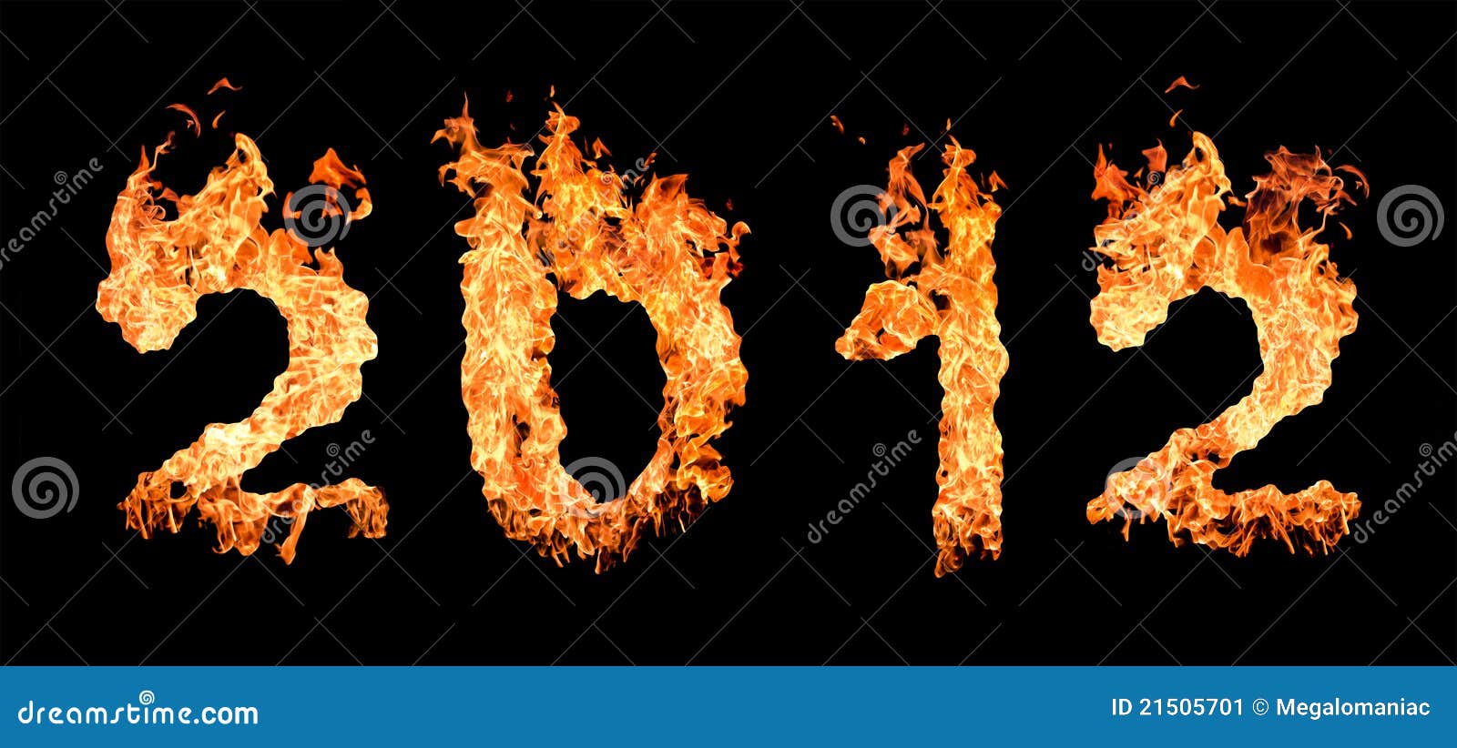 Fiery number 2012 on black stock illustration. Illustration of burn ...