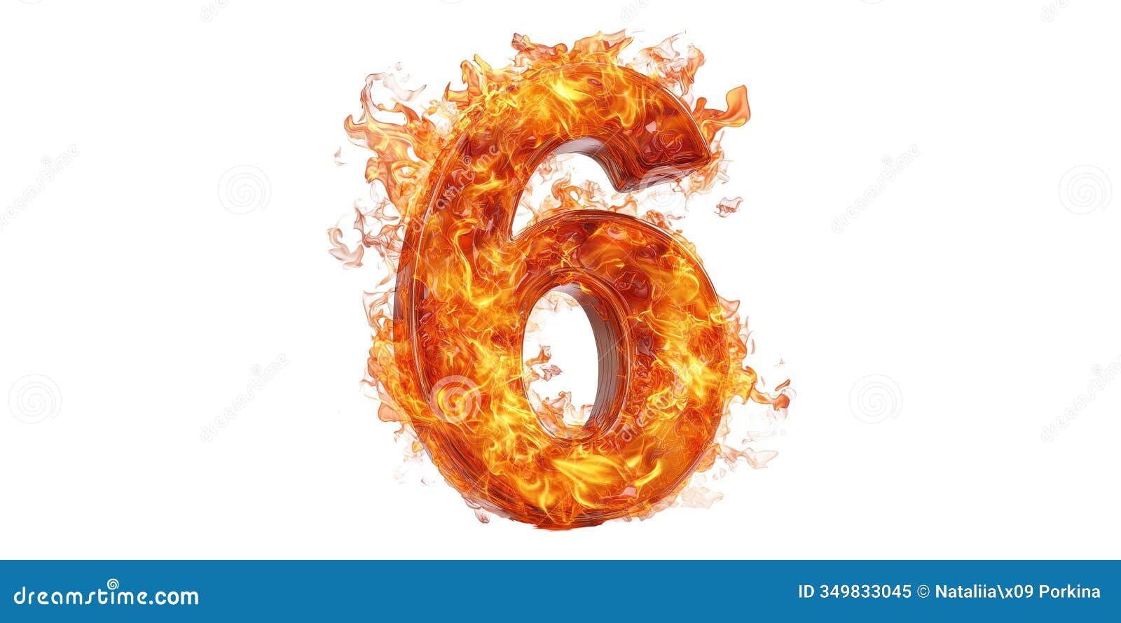Fiery Number 6 With Flames Isolated On Transparent Background Royalty ...