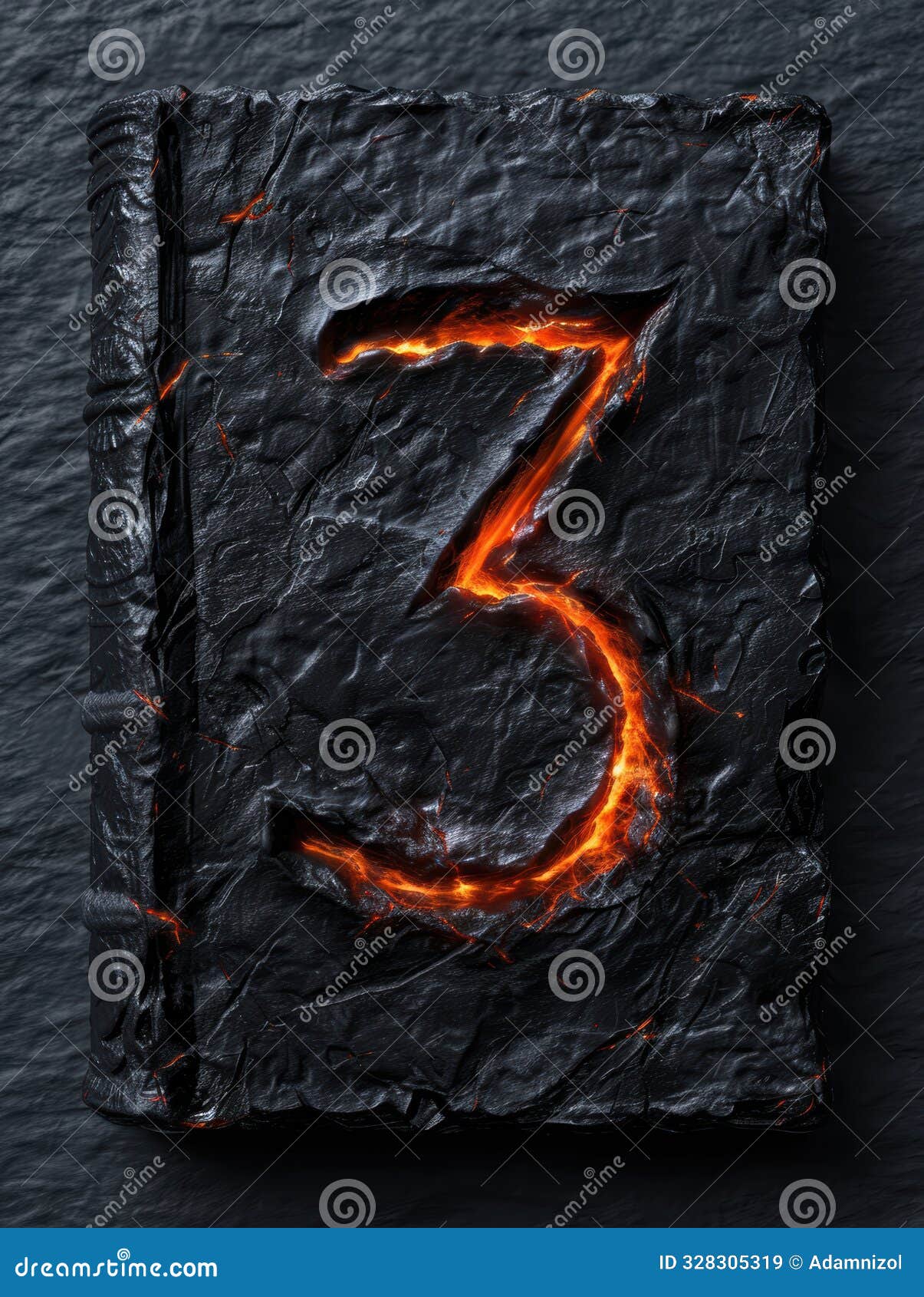 Fiery Number Three on Black Background Stock Illustration ...