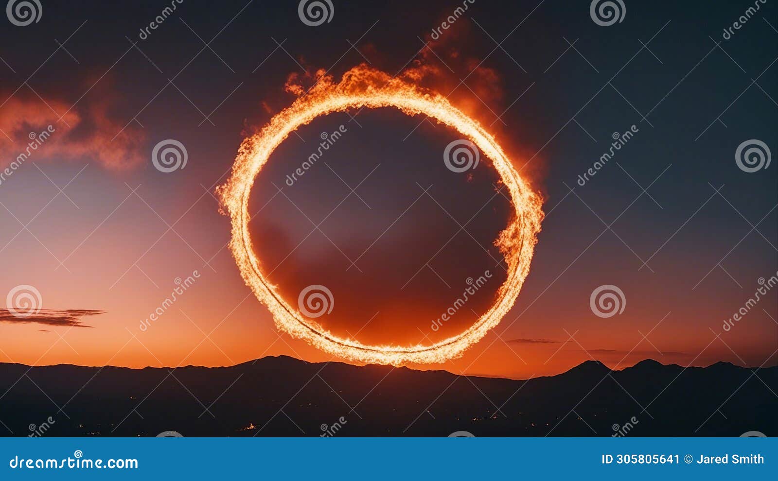 Fiery Number Zero in Fire a Blazing Ring of Fire in the Sky, Signaling ...