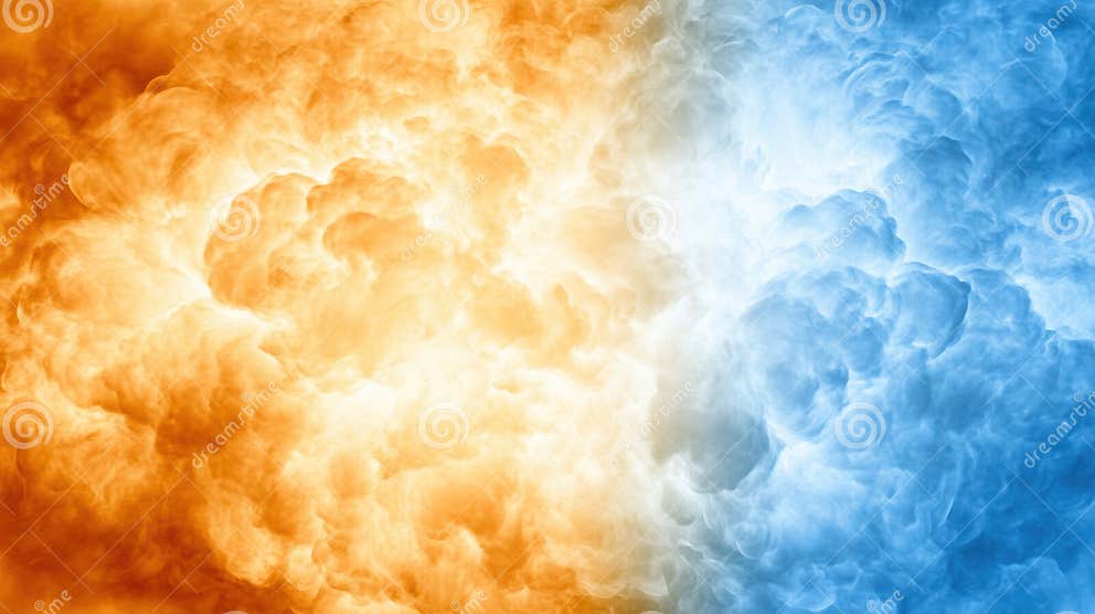 Fiery Orange and Cool Blue Clouds Collide in a Dramatic Visual Contrast ...