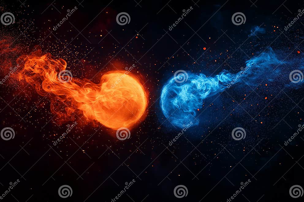 Fiery Orange and Cool Blue Elements Collide in Dramatic Cosmic Dance ...