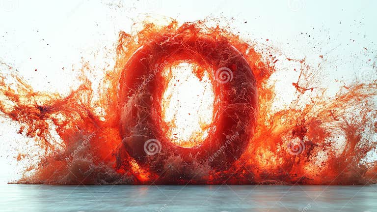 Fiery Orange Explosion Forming a Zero, Dynamic Energy and Creativity ...