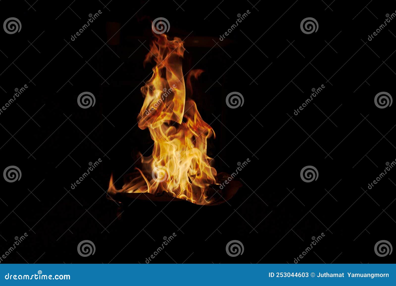 The Fiery Orange Flame, the Fire of Burning in the Darkness of the ...