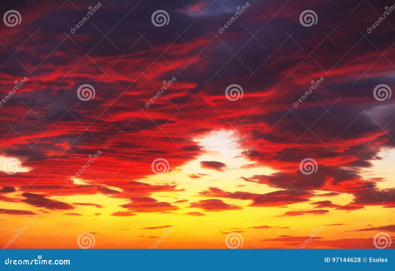 Fiery, Orange and Red Colors Sunset Sky. Stock Photo - Image of ...