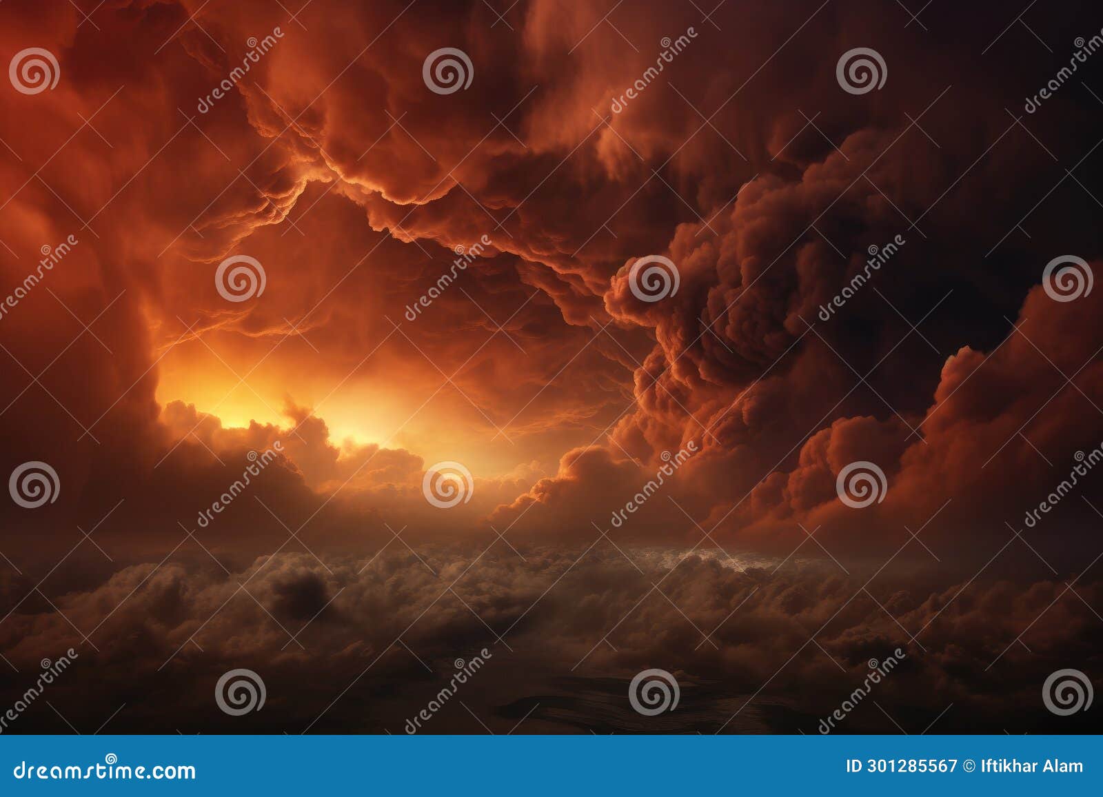 Fiery Orange Sunset Sky with Clouds. Dramatic Cloudscape, a Fire ...