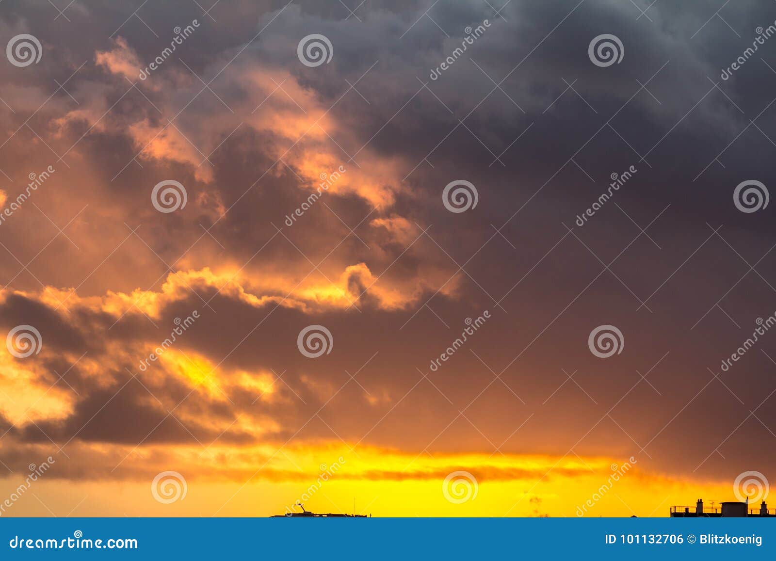 Fiery orange sunset sky stock photo. Image of grooved - 101132706