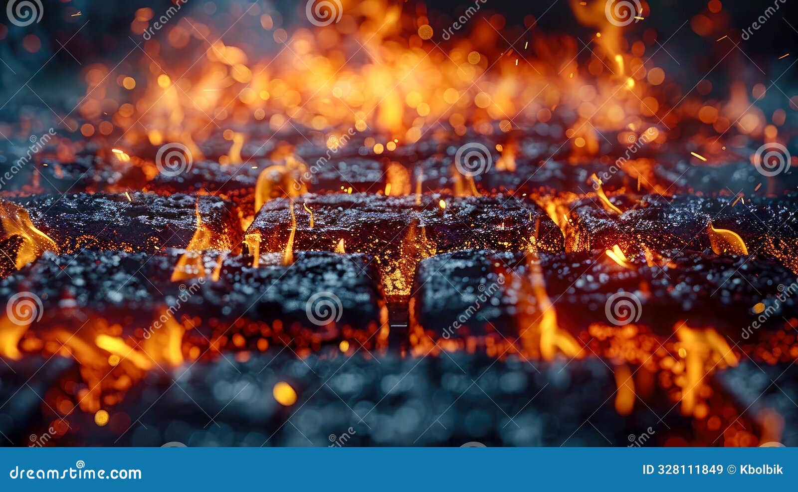 Fiery Orange and Yellow Flames with Sparks Stock Illustration ...