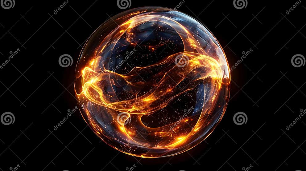 Fiery Orb Abstract 3D Render Stock Illustration - Illustration of ...