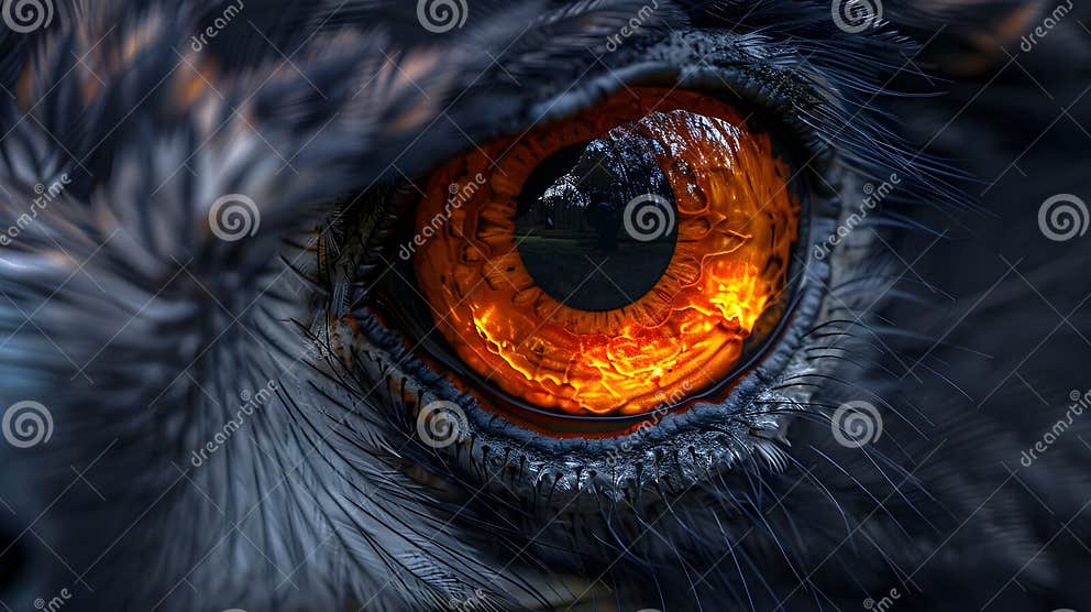 Fiery Owl Eye 3D Illustration Stock Illustration - Illustration of ...
