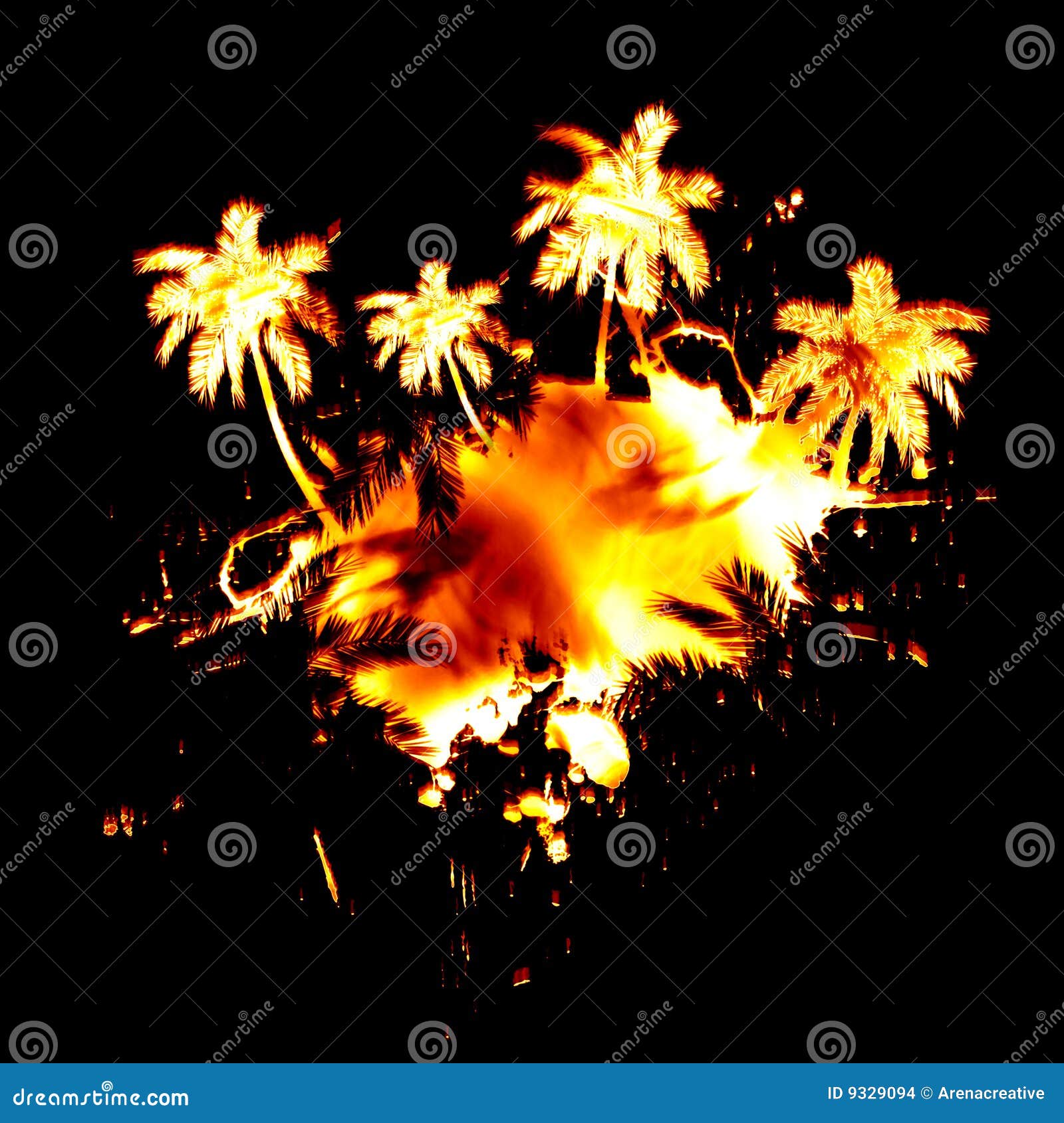 Fiery Palm Trees stock illustration. Illustration of background - 9329094