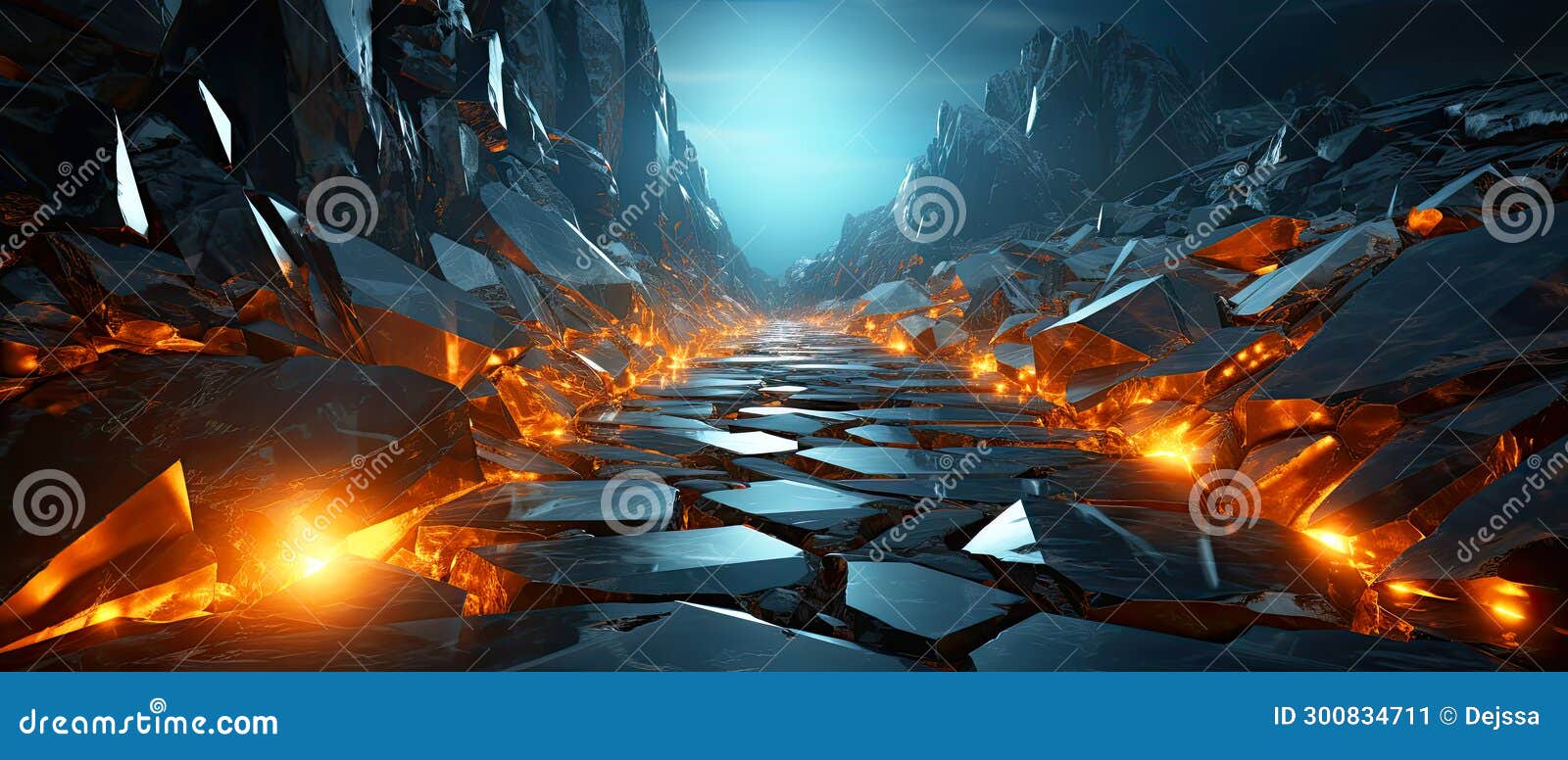 Fiery Path Through A Mystical Cave Royalty-Free Stock Photography ...