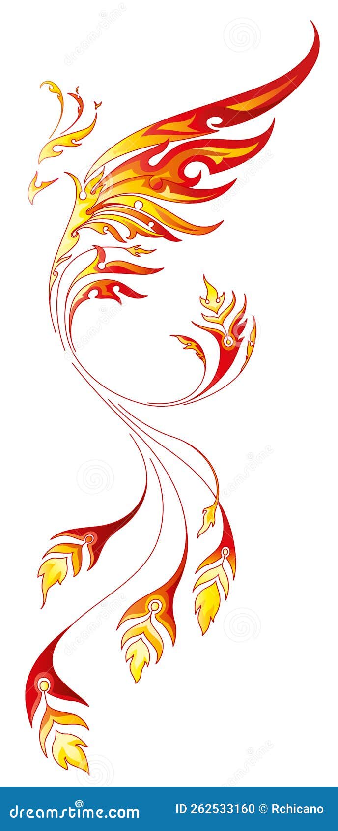 Fiery Phoenix Bird Side View Ideal for Tattoo, Logo and Printing Stock ...