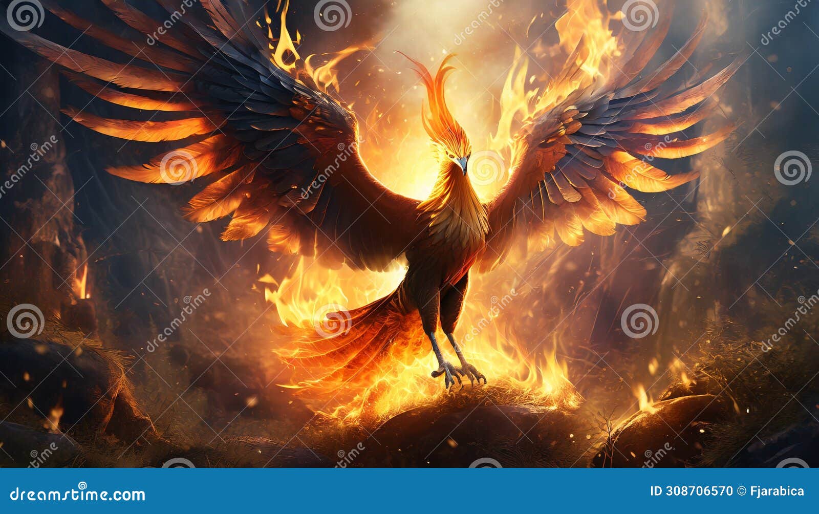 Fiery phoenix stock illustration. Illustration of screenshot - 308706570