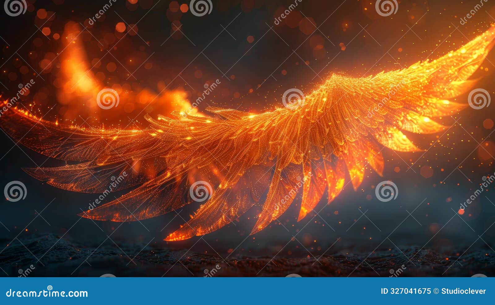 Fiery Phoenix Wing in Flight - Generative Ai Stock Illustration ...