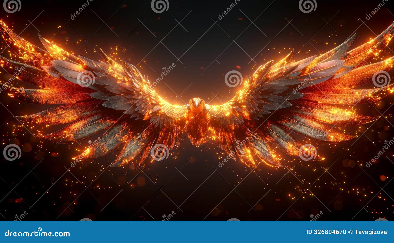 Fiery Phoenix Wings - Generative Ai Stock Illustration - Illustration ...