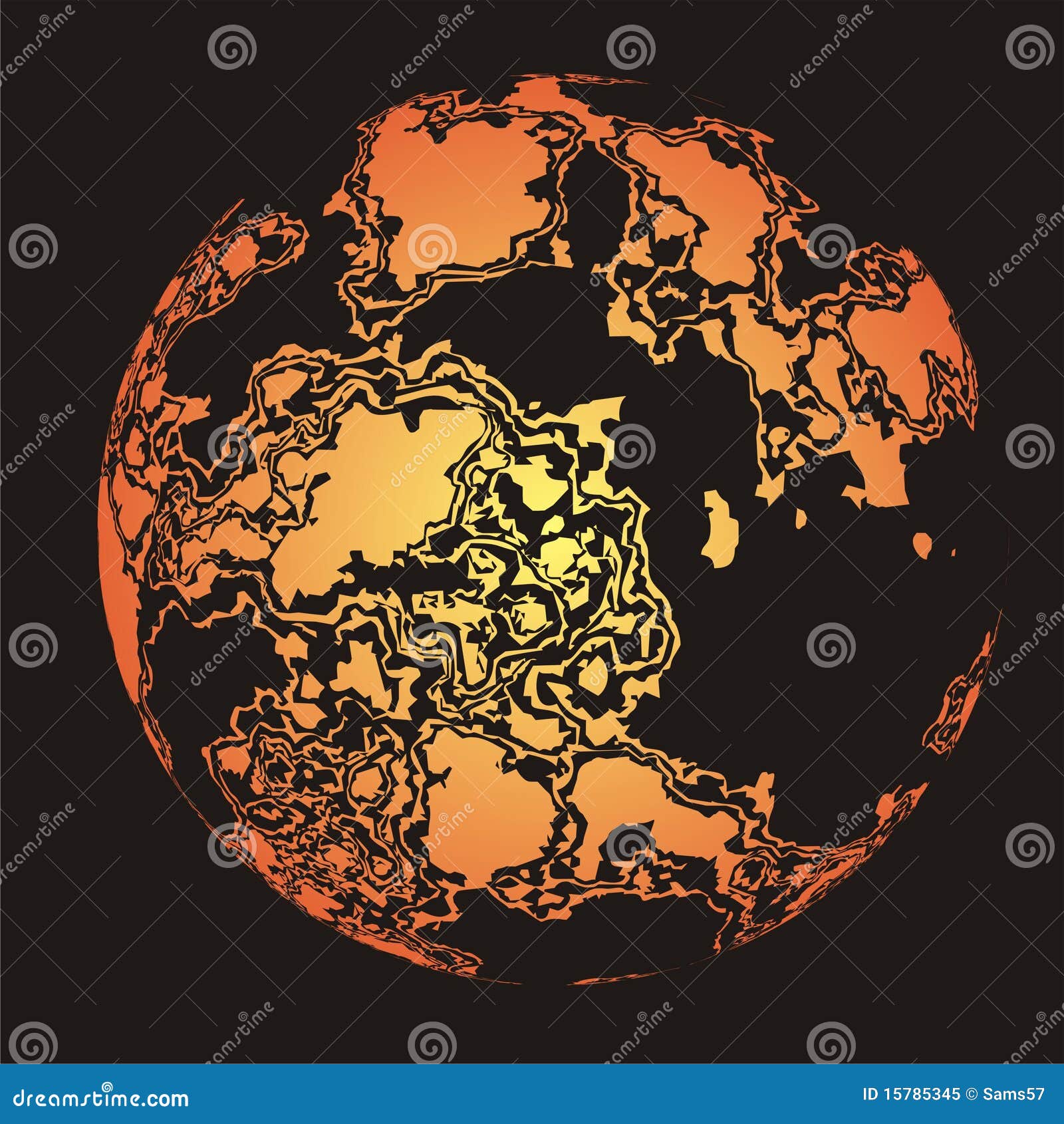 Fiery Planet Texture With Blue Energy Bursts Panorama Map Stock ...