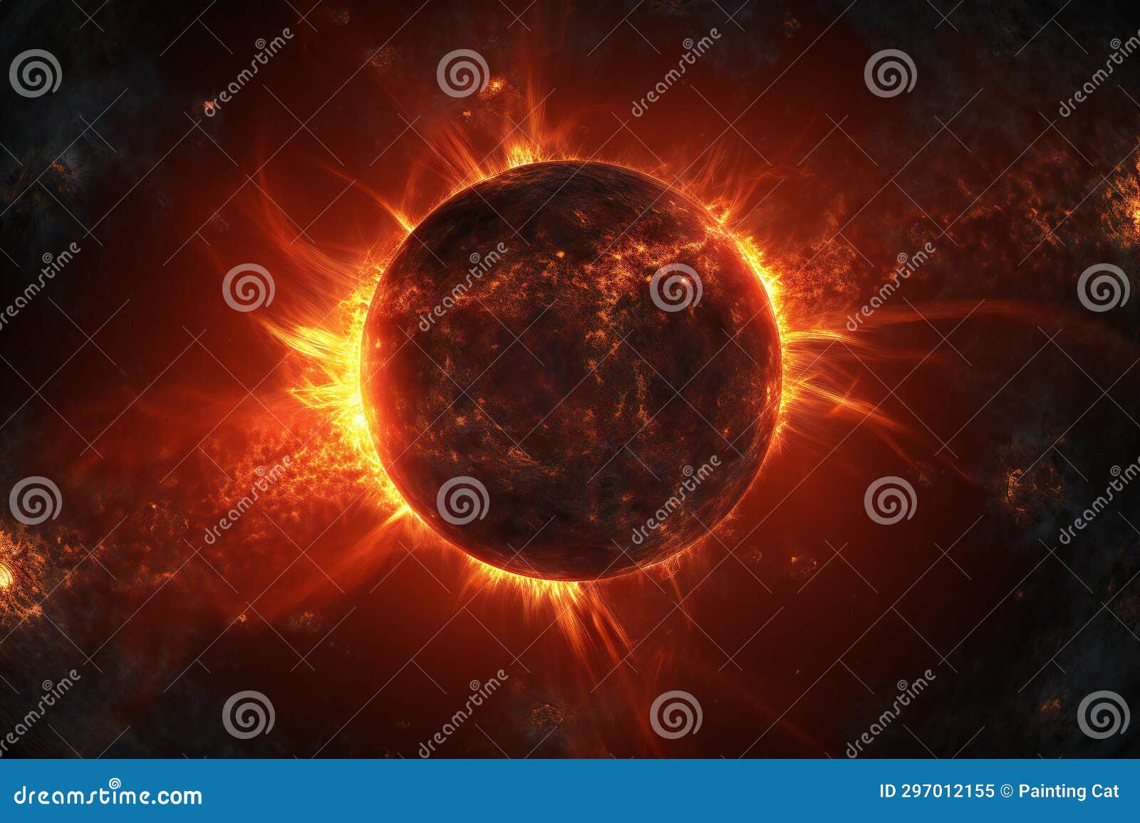 Fiery Planet in Space, Generated Abstract Background, Stock ...
