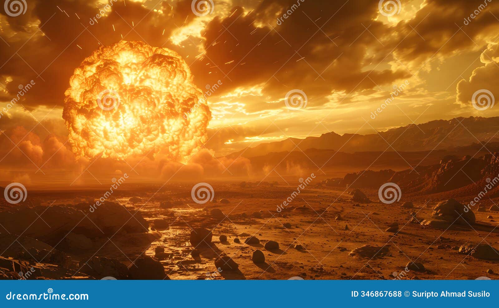 Fiery Planetary Explosion 3D Render Stock Illustration - Illustration ...