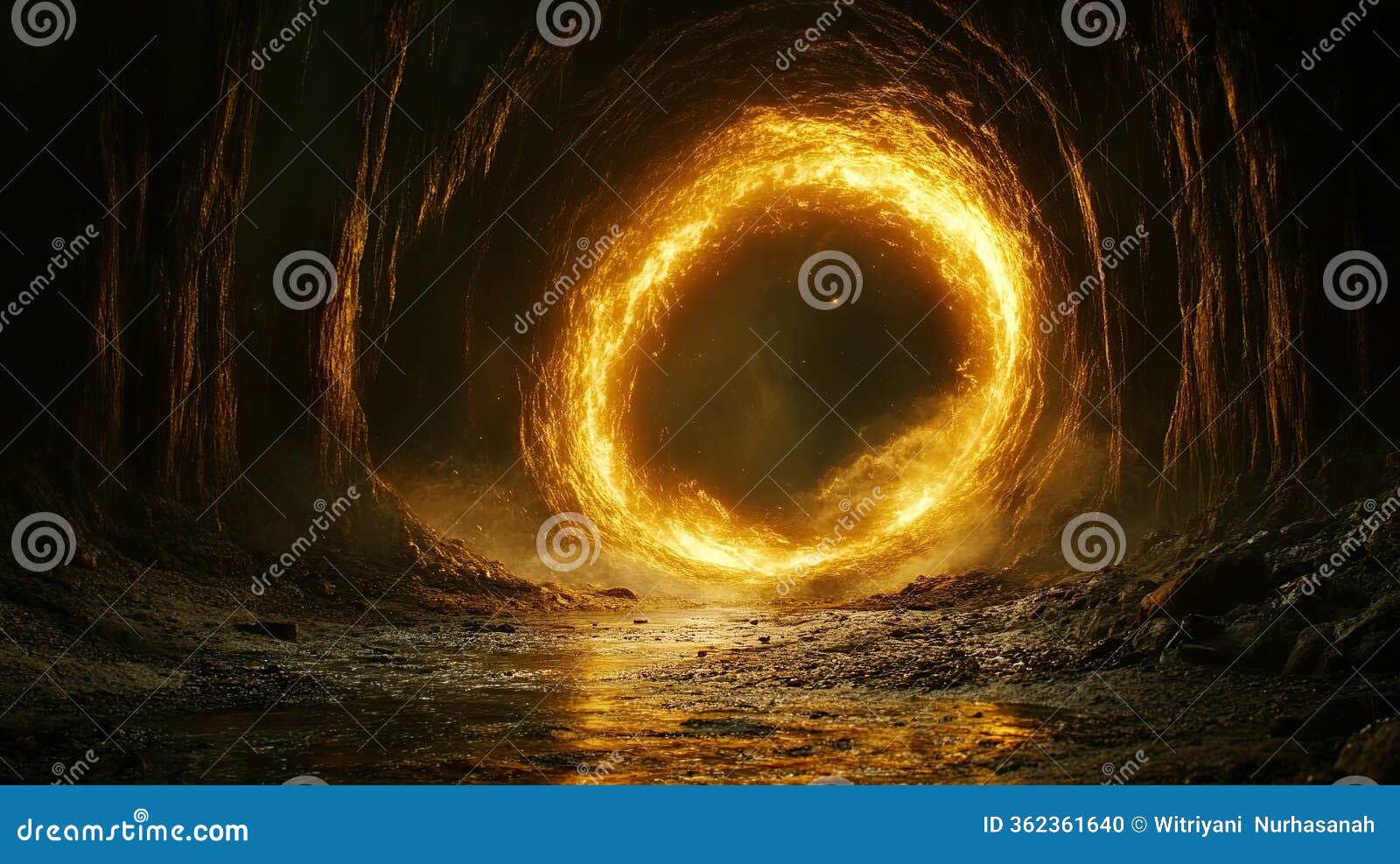 Fiery Portal, Cave, Fantasy, Background, VFX Stock Photo - Image of ...