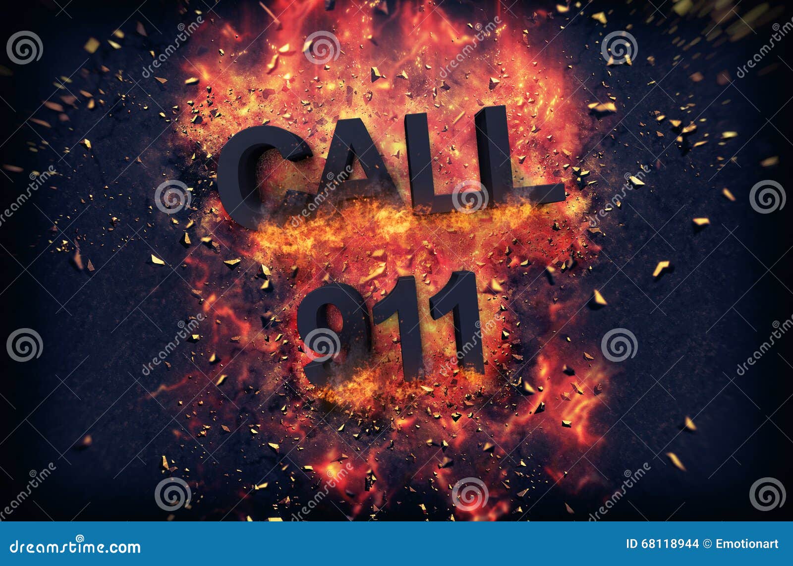 Fiery Poster with Black Text - Call 911 Stock Photo - Image of flaming ...