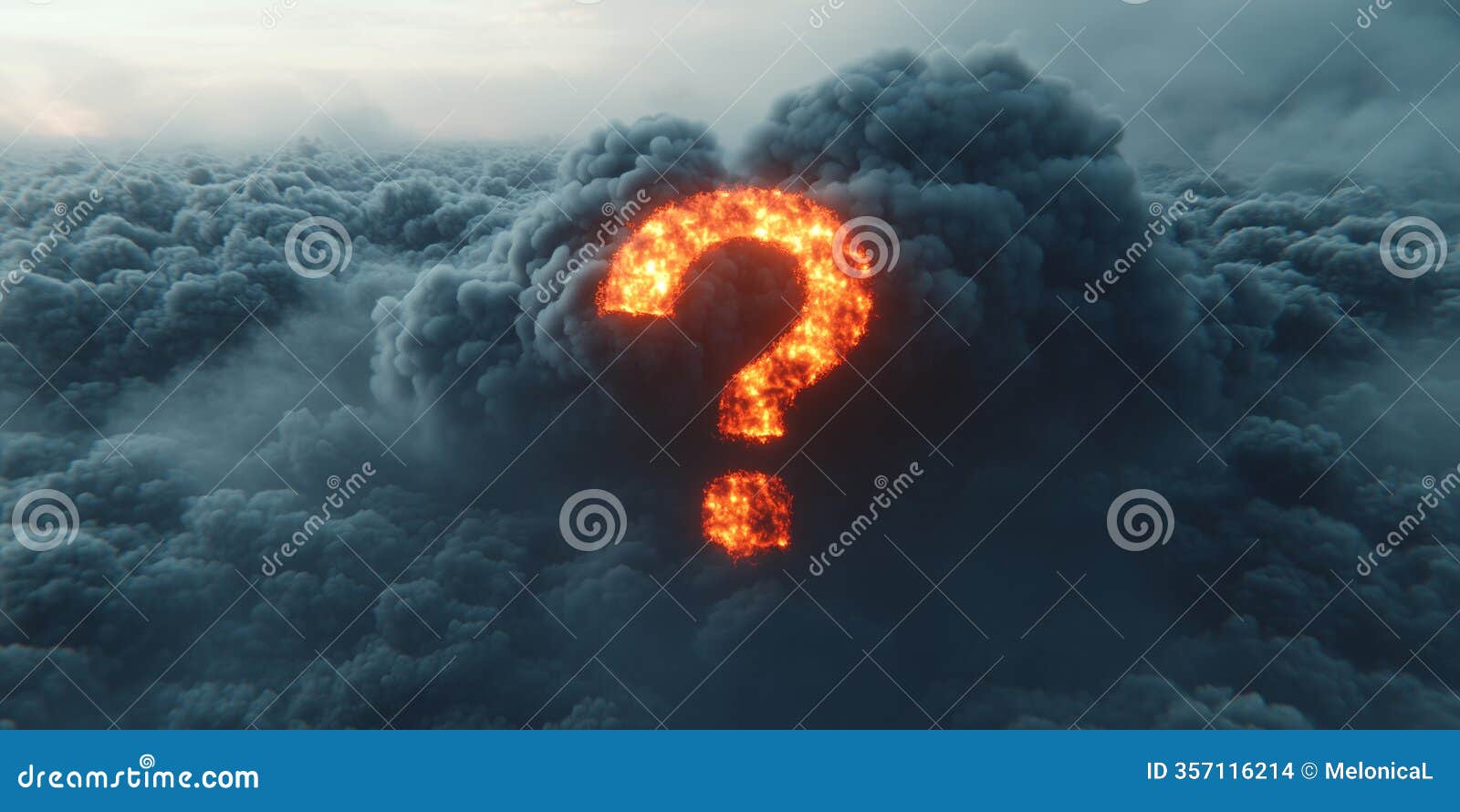 Fiery Question Mark in Stormy Cloudscape Stock Illustration ...