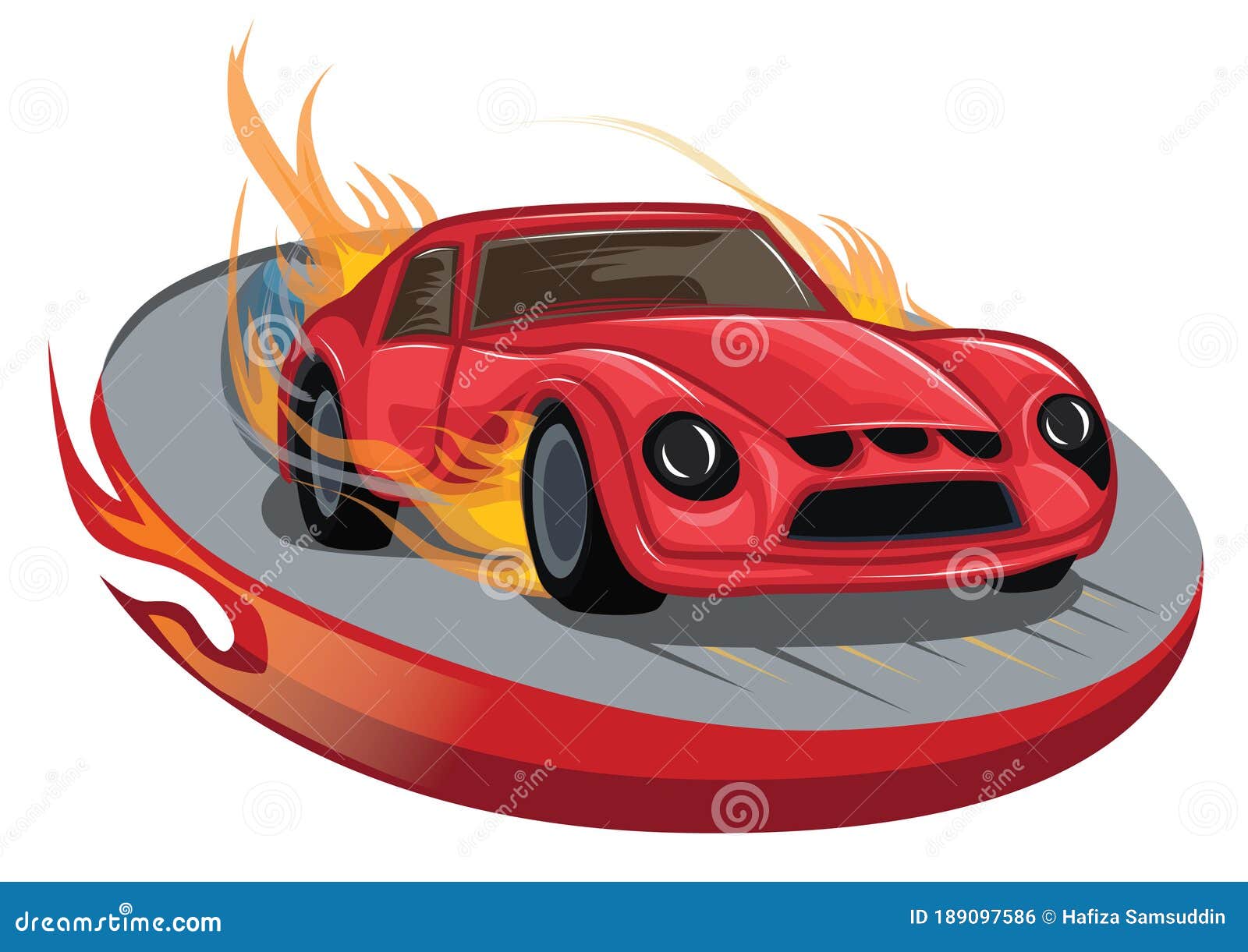 Fiery Race Car. Vector Illustration Decorative Design Stock Vector ...