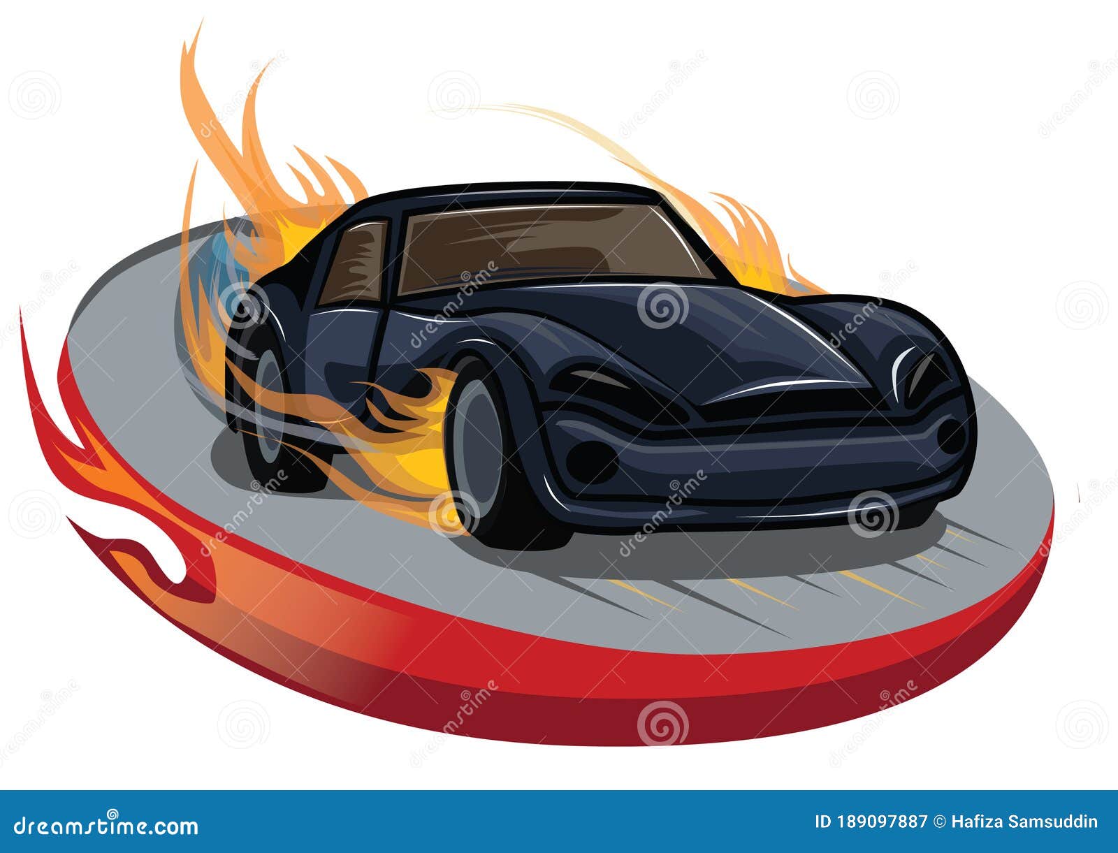 Fiery Race Car. Vector Illustration Decorative Design Stock Vector ...