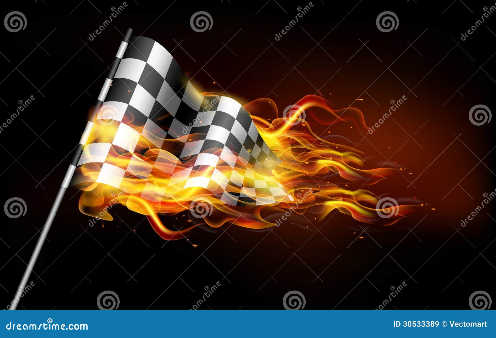 Fiery Race Flag Cartoon Vector | CartoonDealer.com #30533389