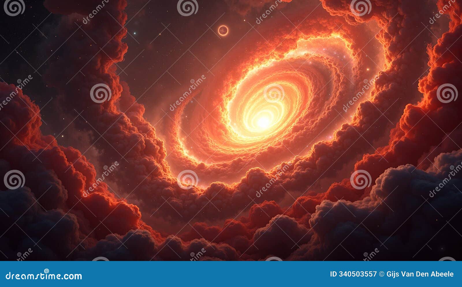 Fiery Red Cosmic Storm with Twinkling Stars Stock Illustration ...